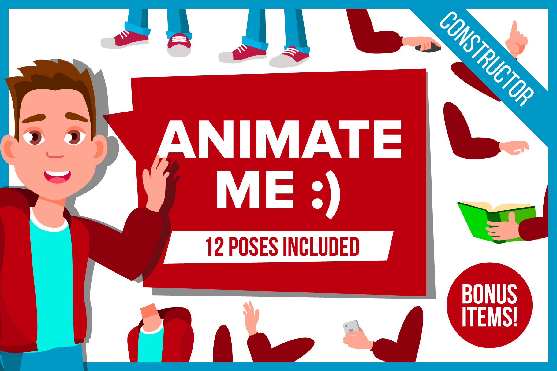 Boy Schoolboy Animation Creation Set, an Education Illustration by ...