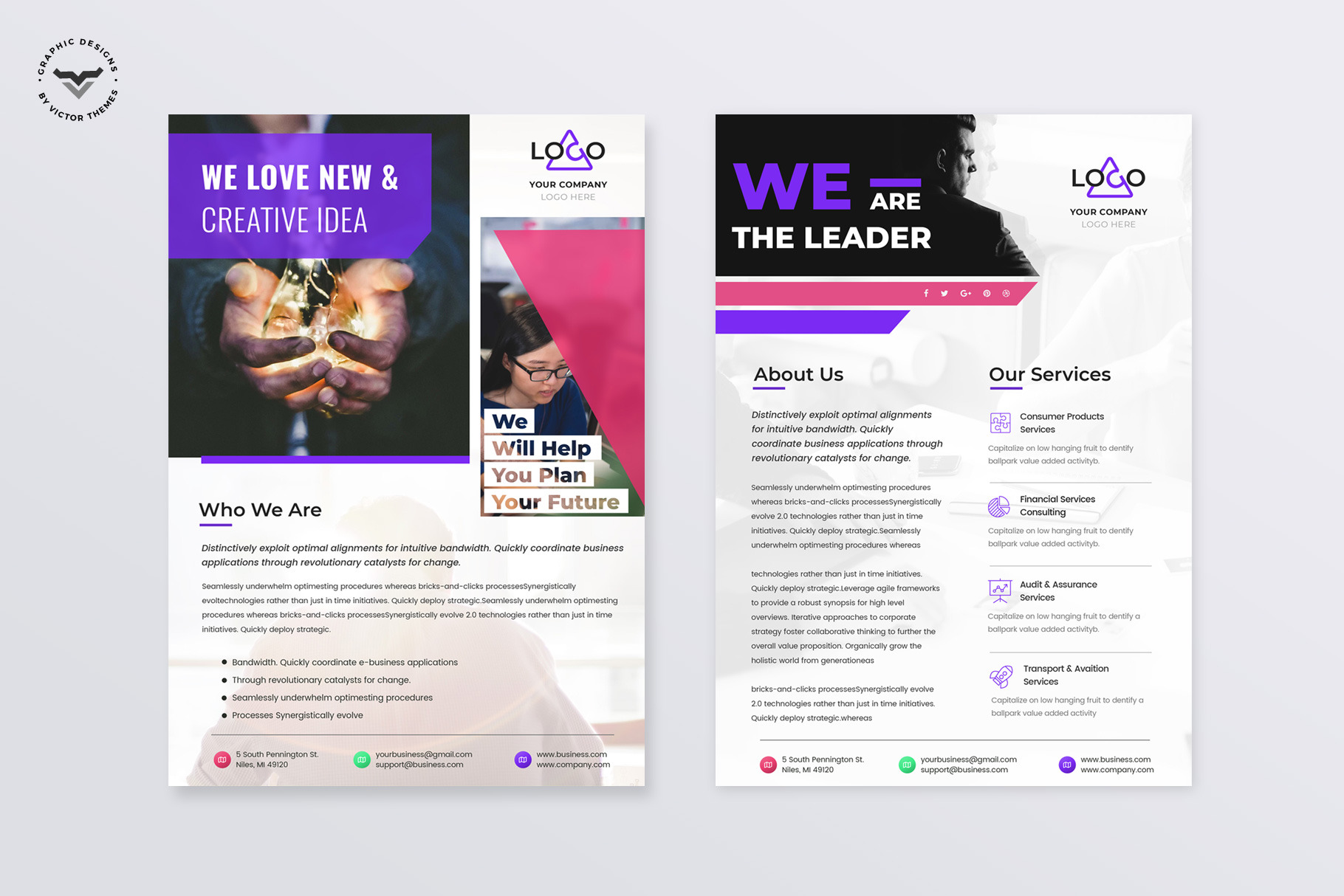 Business Two Page Flyer, a Flyer Template by VictorThemes
