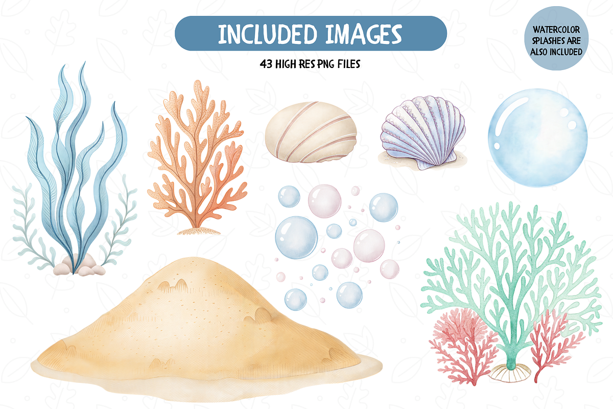 Watercolor Under The Sea Clipart, an Animal Illustration by TatiMockup