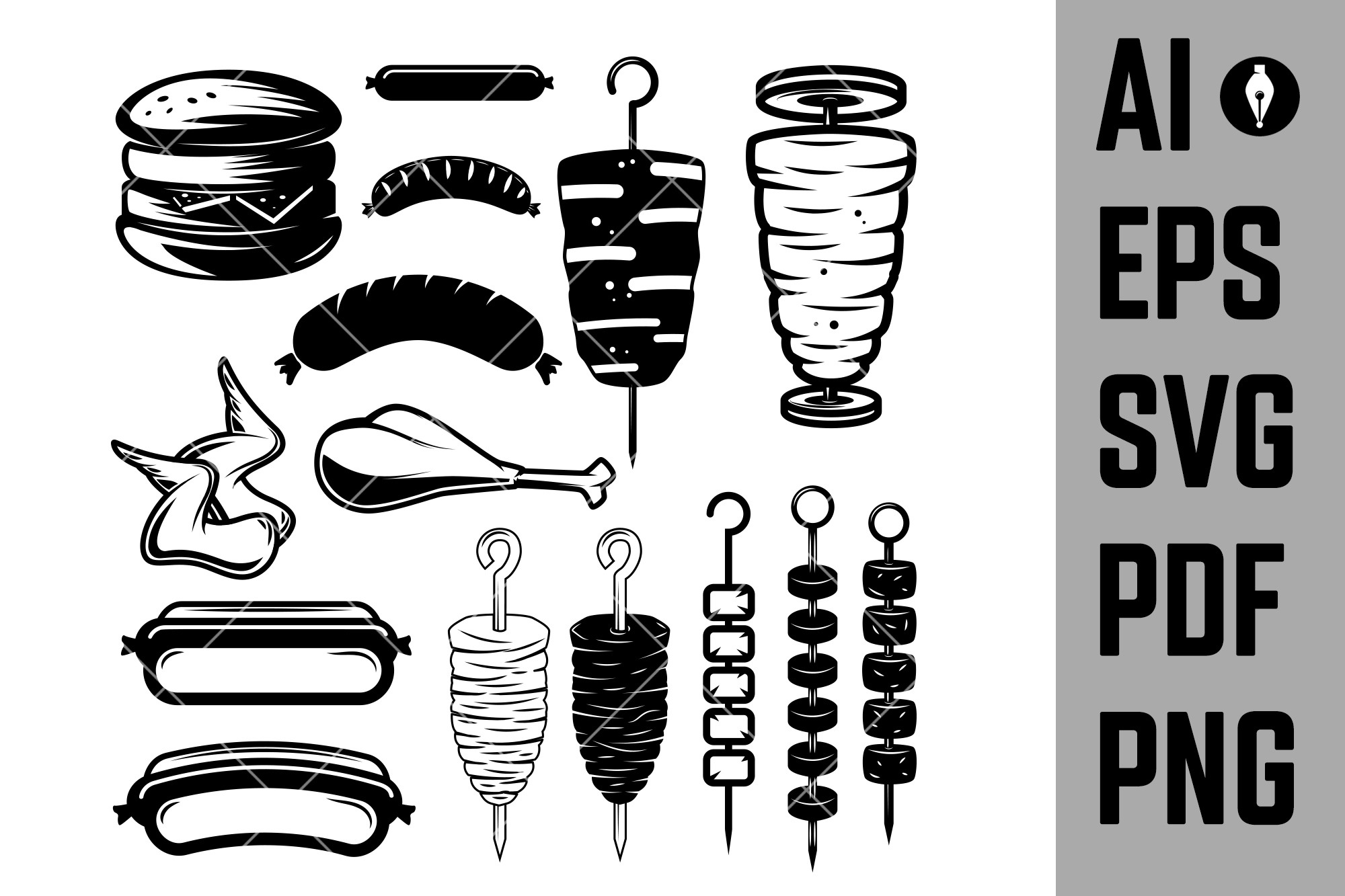 Set of street food design elements. | Graphic Objects ~ Creative Market