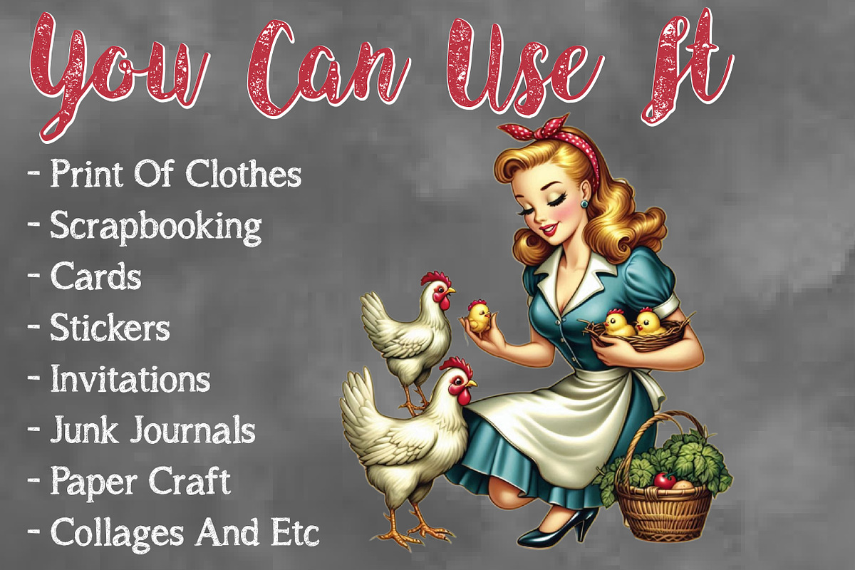 Watercolor Pin-up Housewife, a Work Illustration by Craft Nest