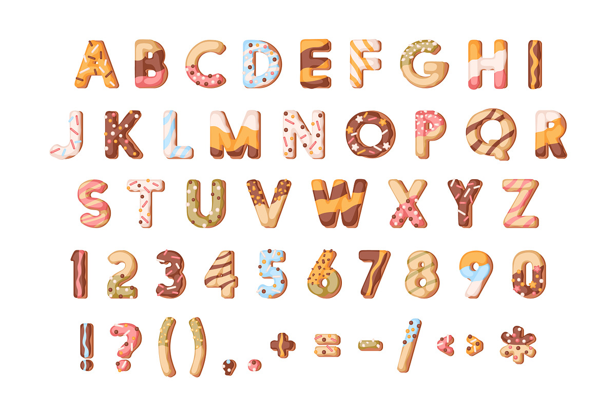 Sweet font or cute bakery alphabet, a Decorative Illustration by Good ...