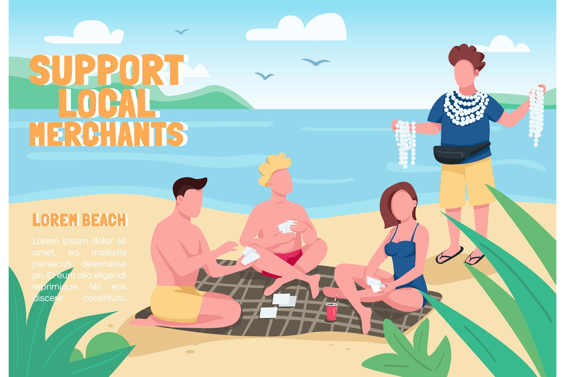 Support local merchants banner, a Poster Template by IMG visuals characters