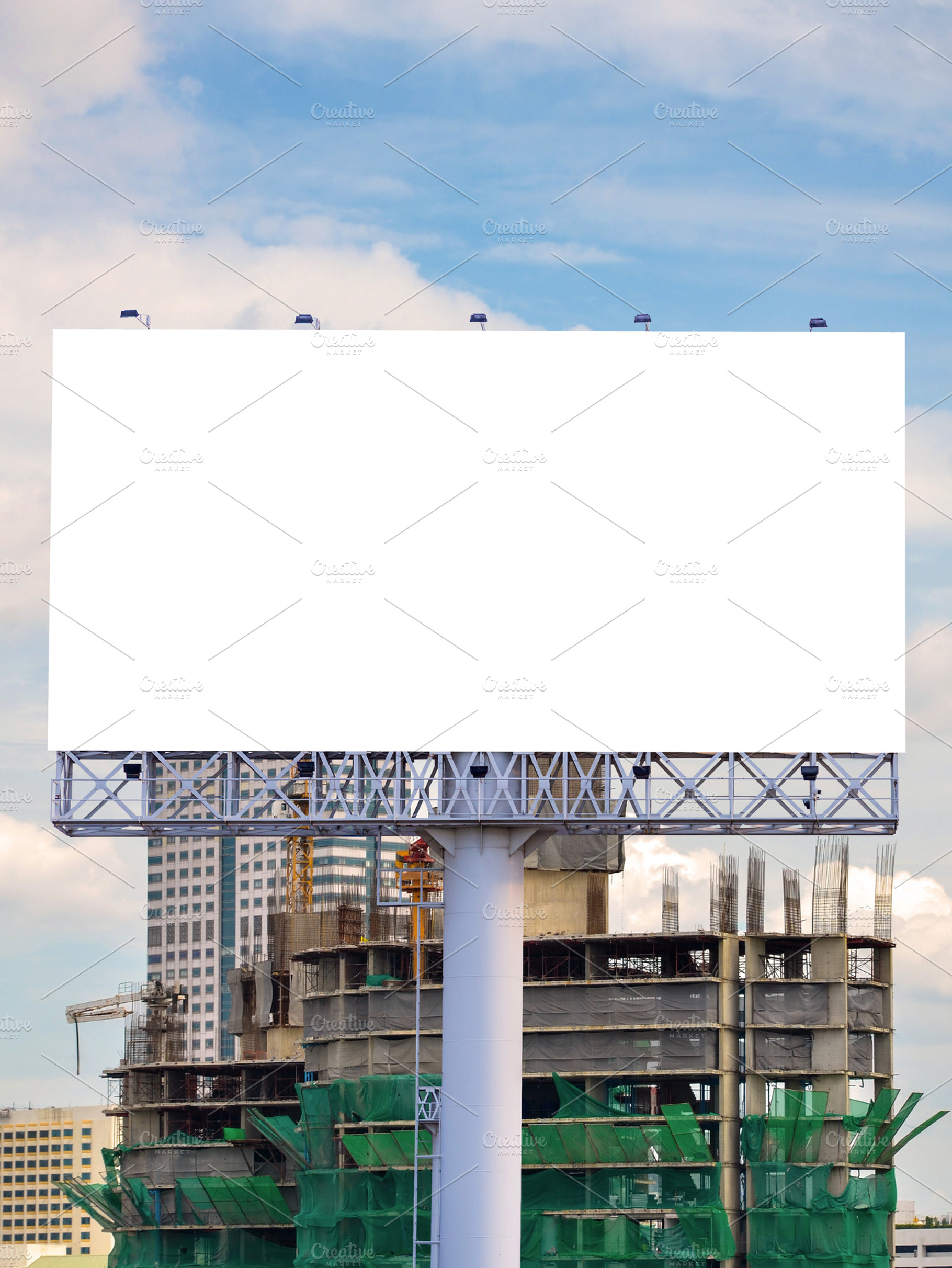 Blank billboard for advertisement featuring billboard, buildings, and ...