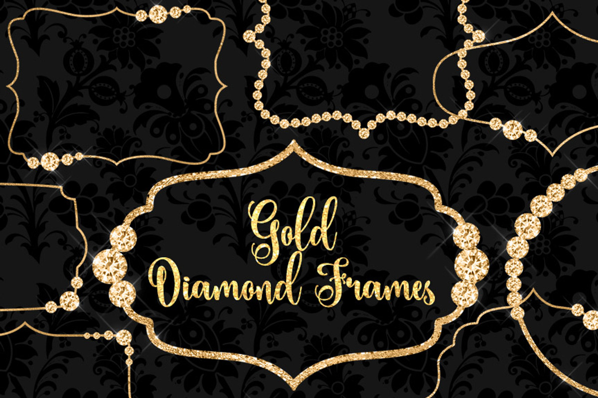 Gold Diamond Frames Clipart, an Object Graphic by Digital Curio