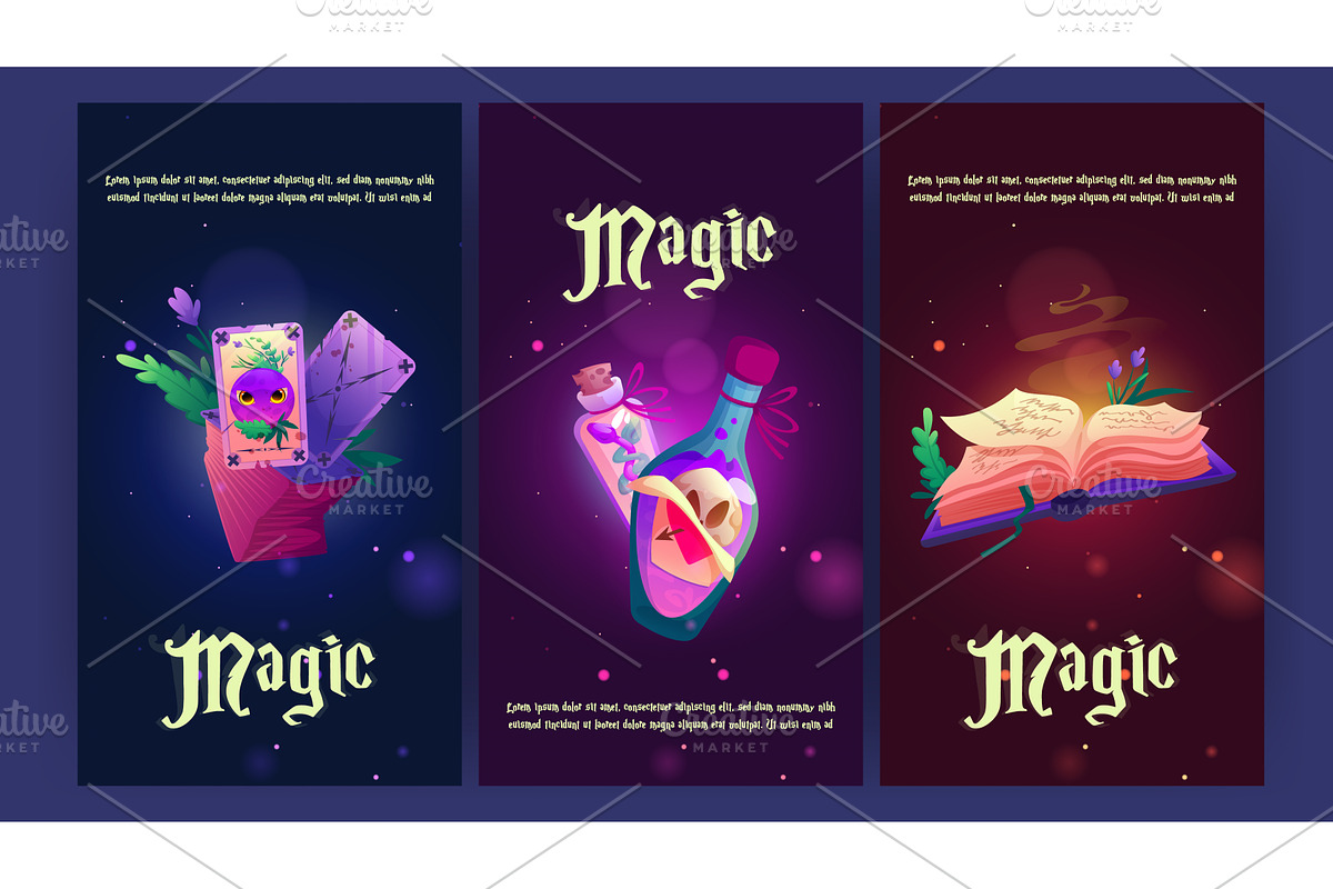 Cartoon magic posters with witch, an Object Graphic by art PVP - market