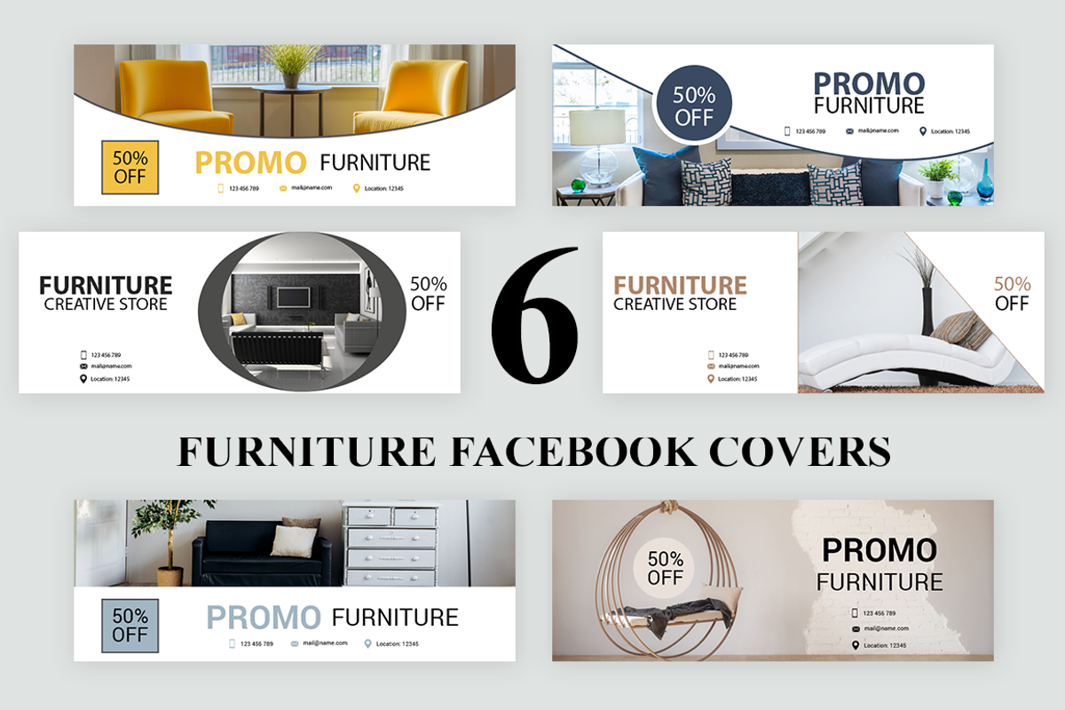 6 Furniture Facebook Covers, a Social Media Template by Creatricks