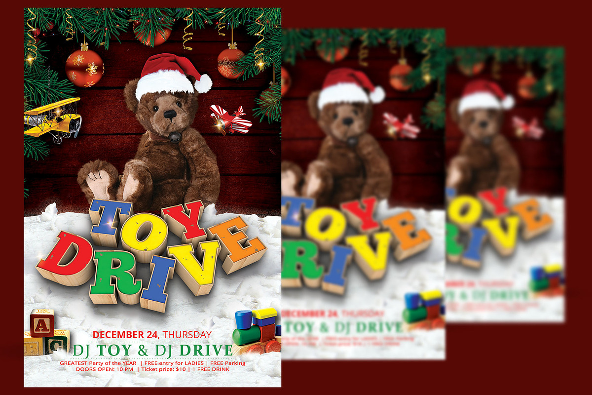 Toy Drive Party Flyer Poster, a Flyer Template by Artolus