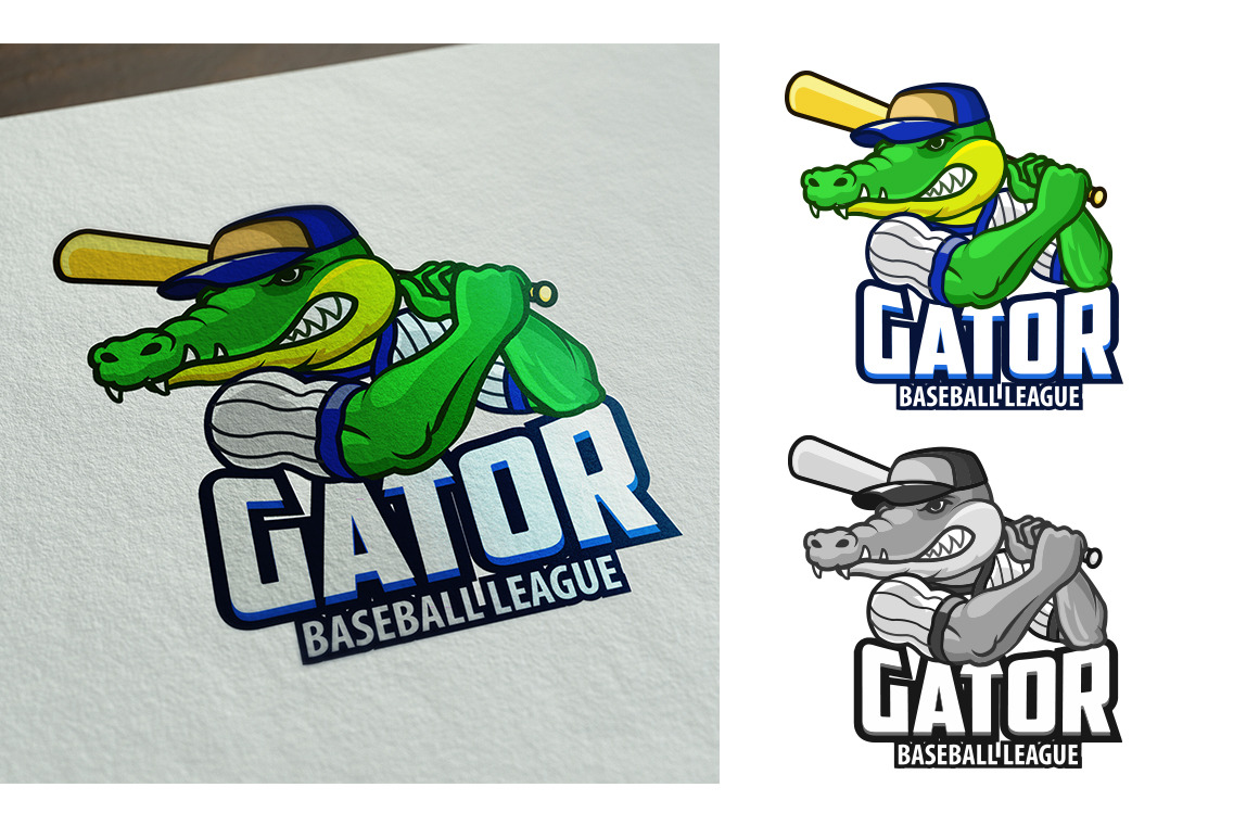 BASEBALL GATOR CARTOON LOGO, an Animal Illustration by Silpin ...