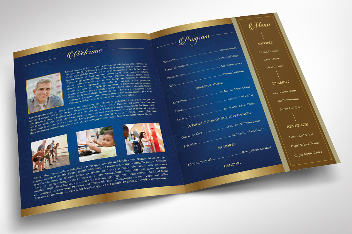 Blue Anniversary Gala Program Word, a Brochure Template by Godserv ...