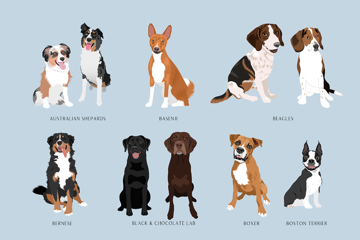140 Dogs Clip Art Bundle Vector