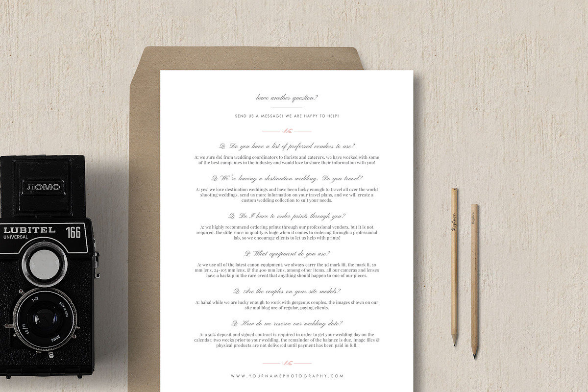 Photographer FAQ Template, a Flyer Template by roselindoco