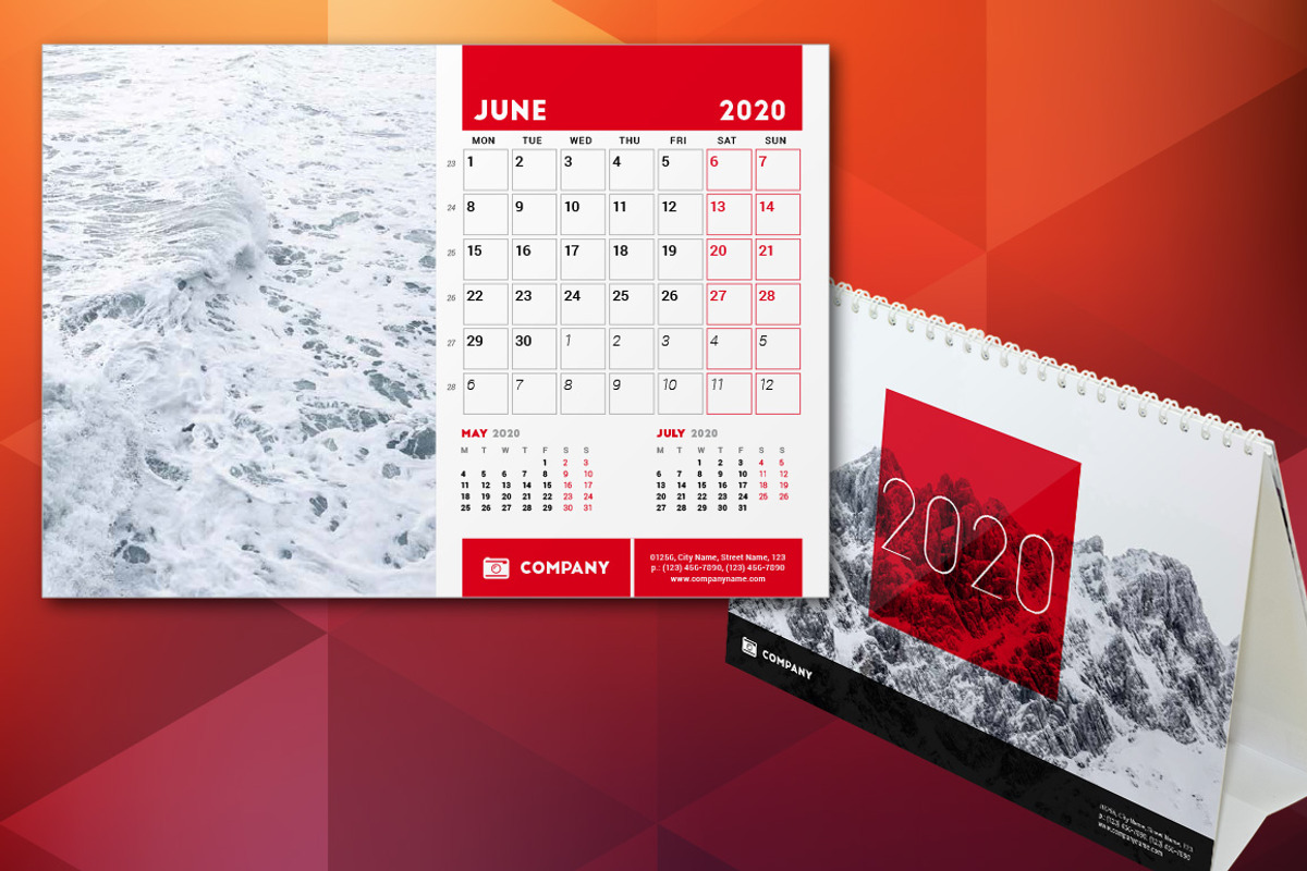 Desk Calendar 2020, a Stationery Template by AntartStock