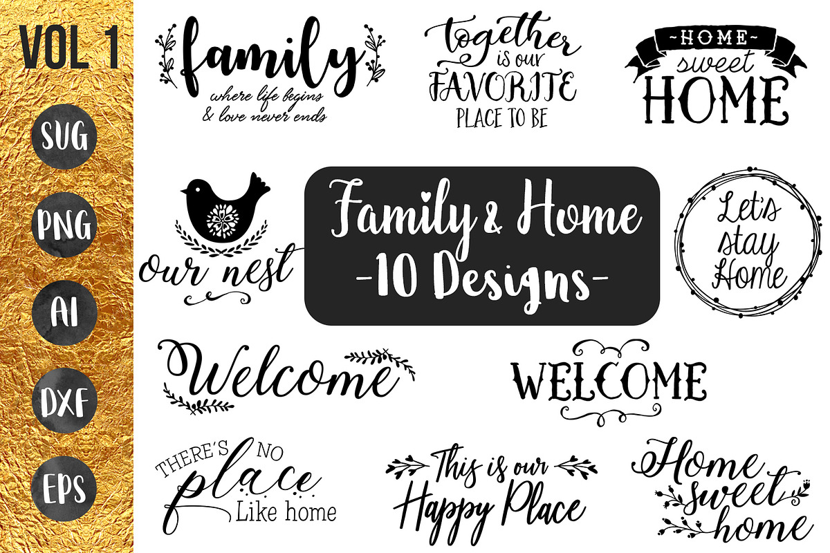 HOME Bundle - 10 designs - svg, an Illustration by dusty.road.design ...