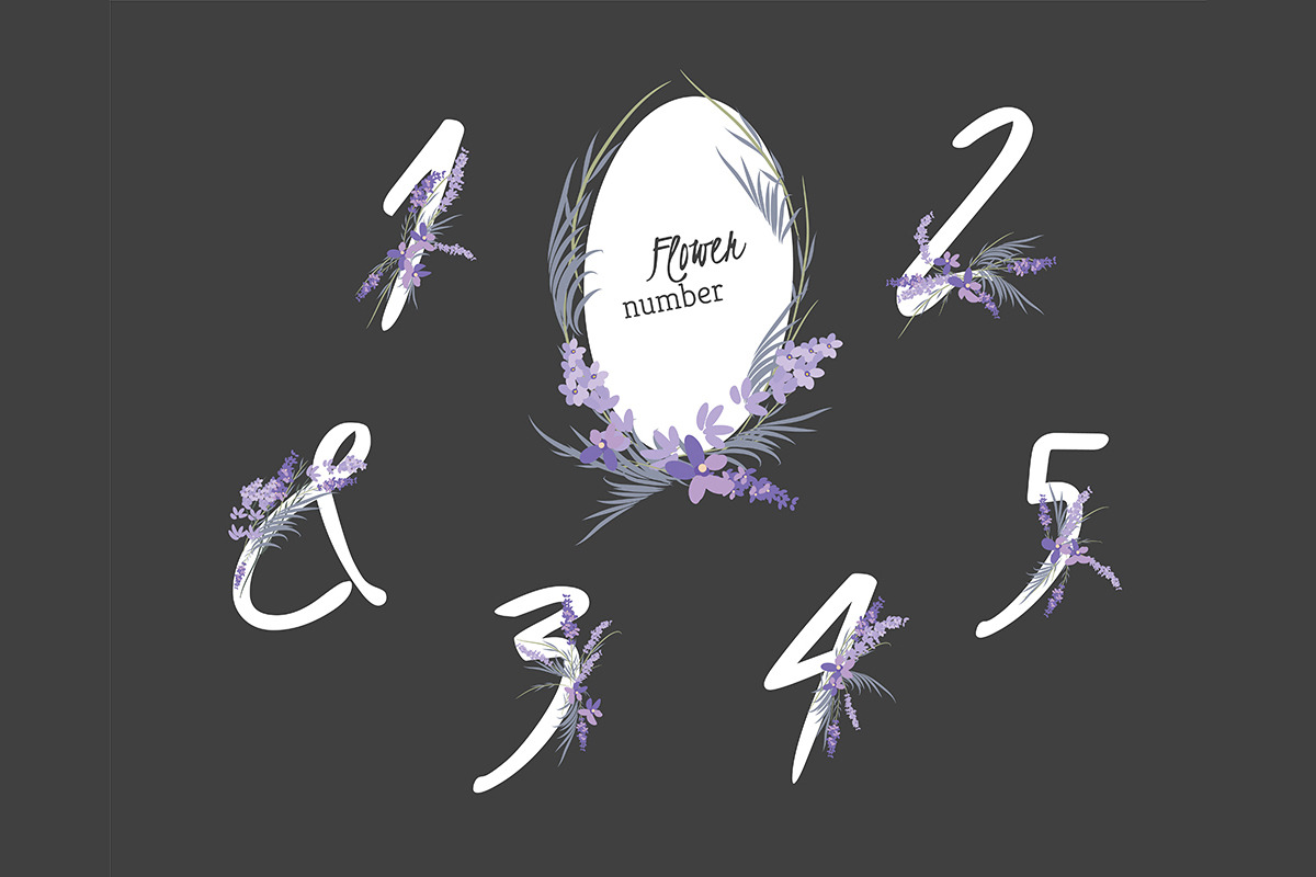 №220 Lavender Flower numbers, an Illustration by Rasveta