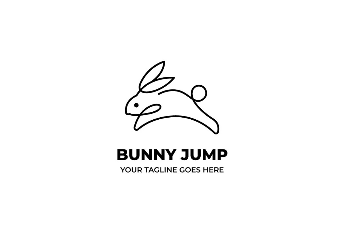 Monoline Rabbit Jump Logo Template, an Object Graphic by Mightyfire