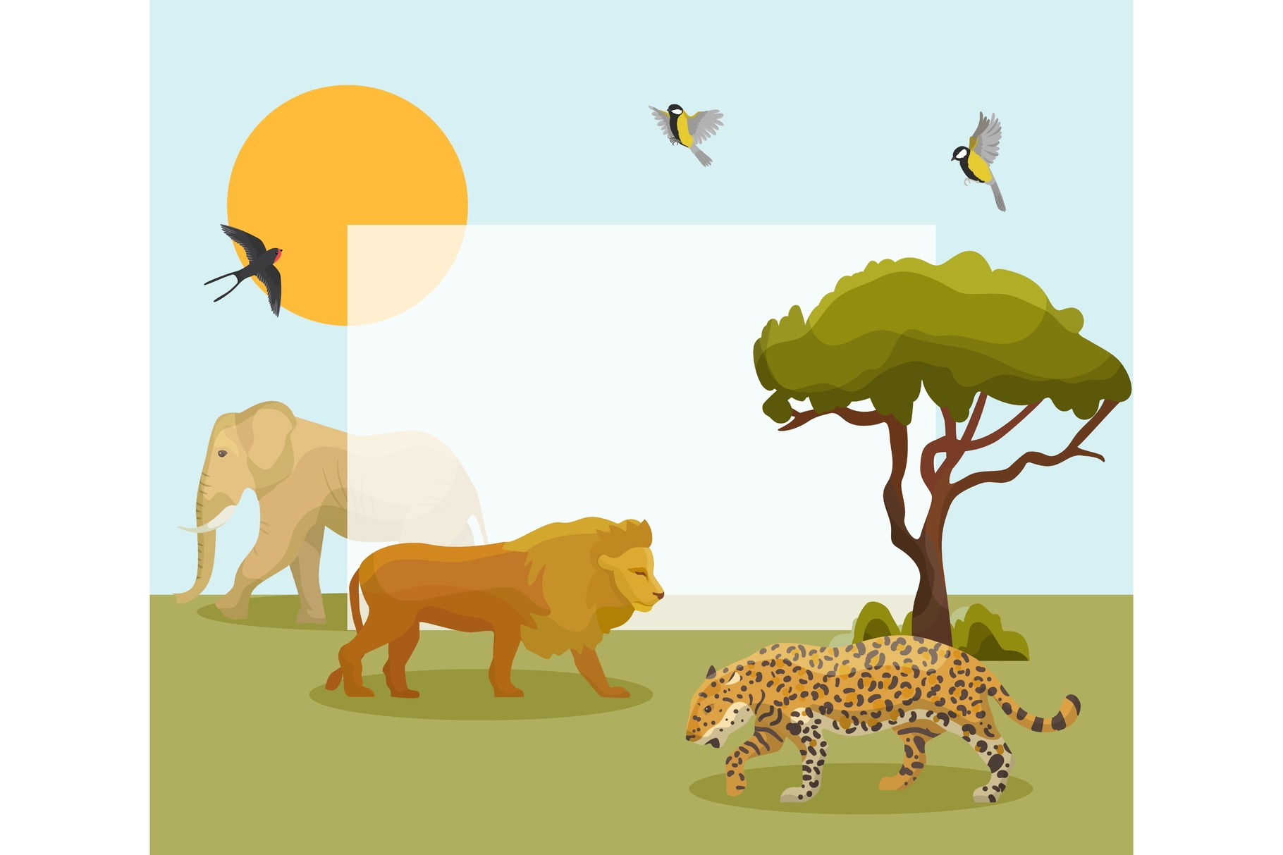 African animals vector frame | Animal Illustrations ~ Creative Market