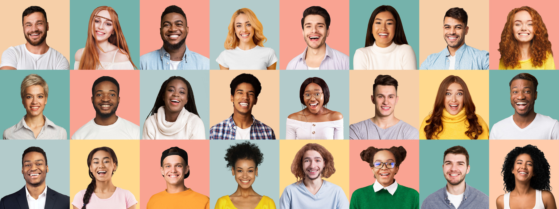 Young Men And Women Portraits Over B | Background Stock Photos ...