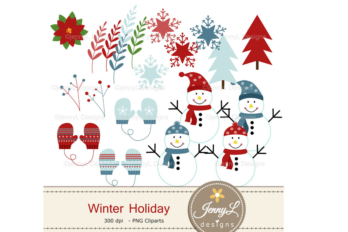 Winter Digital Papers Clipart, a Pattern Graphic by JennyL Designs