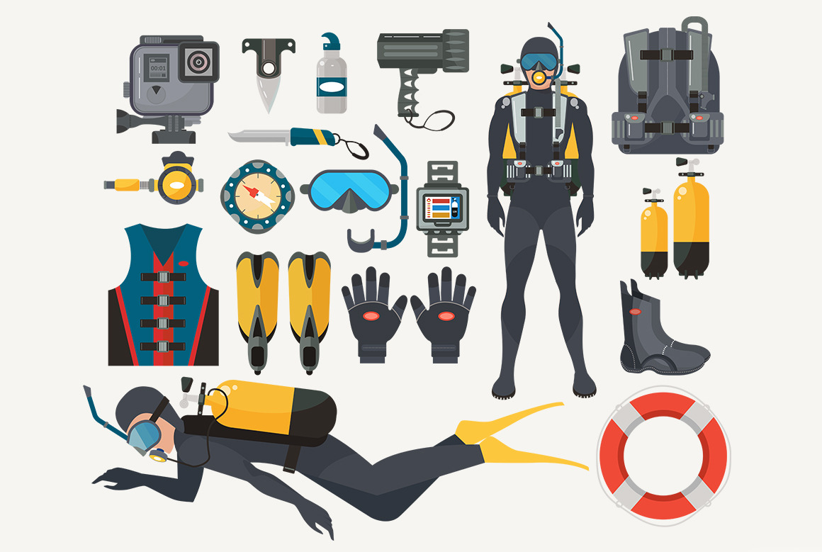 Scuba diving + underwater scene., a Graphic by Lemberg Vector