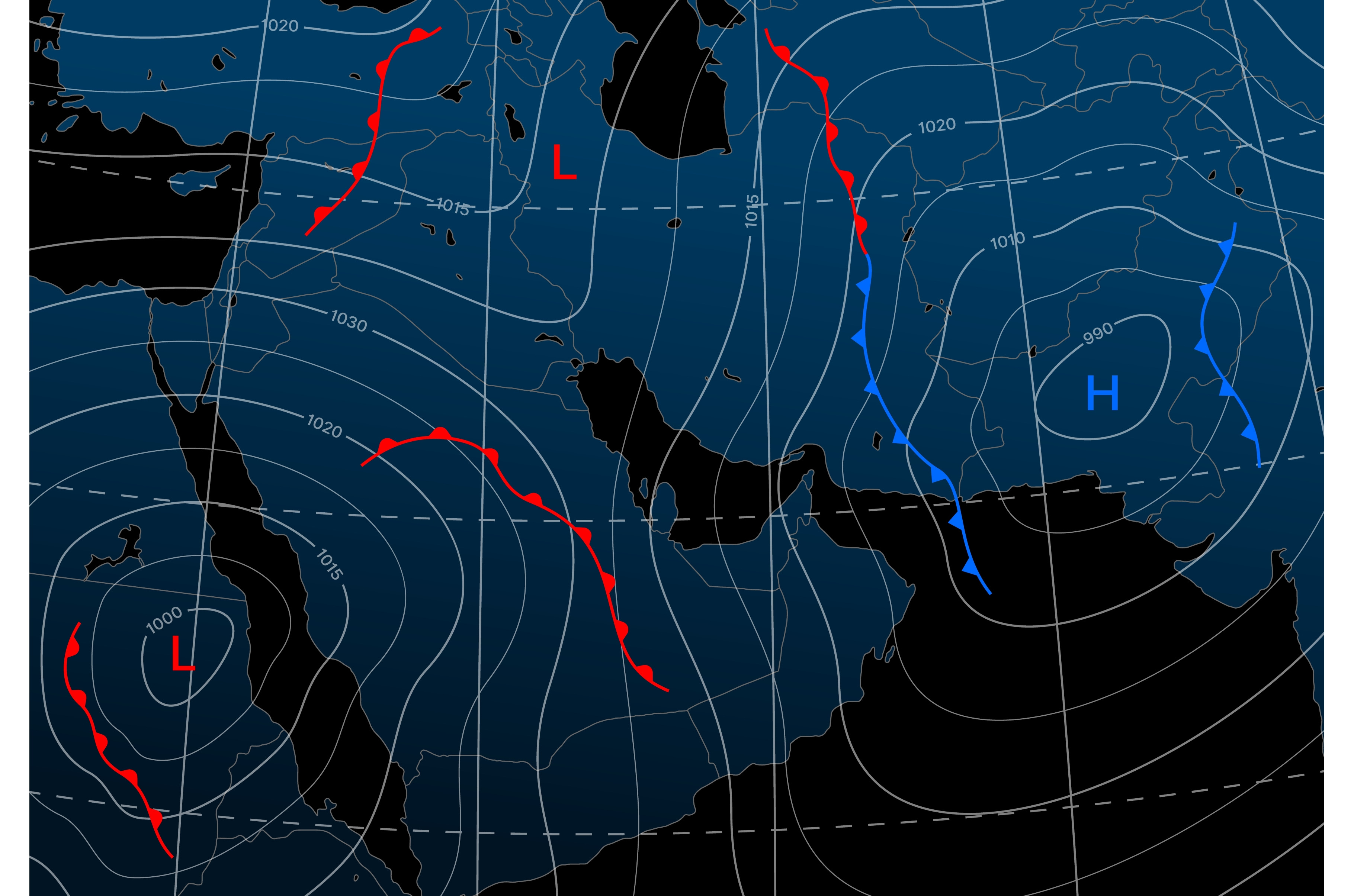Forecast weather night isobar map | Illustrations ~ Creative Market