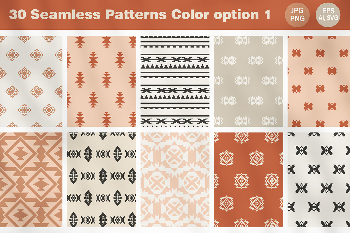 30 Navajo Minimal Vector Patterns, a Pattern Graphic by Katrinelly