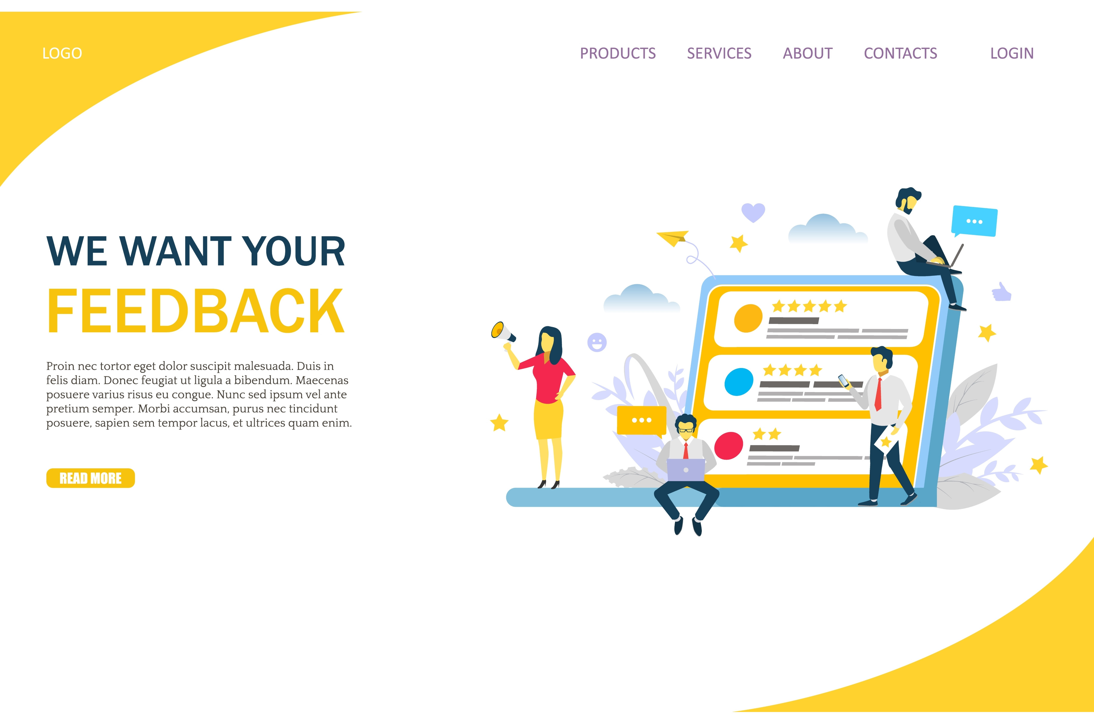 Feedback vector website landing page, a Person Illustration by Siberian ...