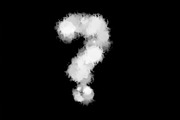 fog mist or smoke forming a question mark symbol on black backgr, a ...