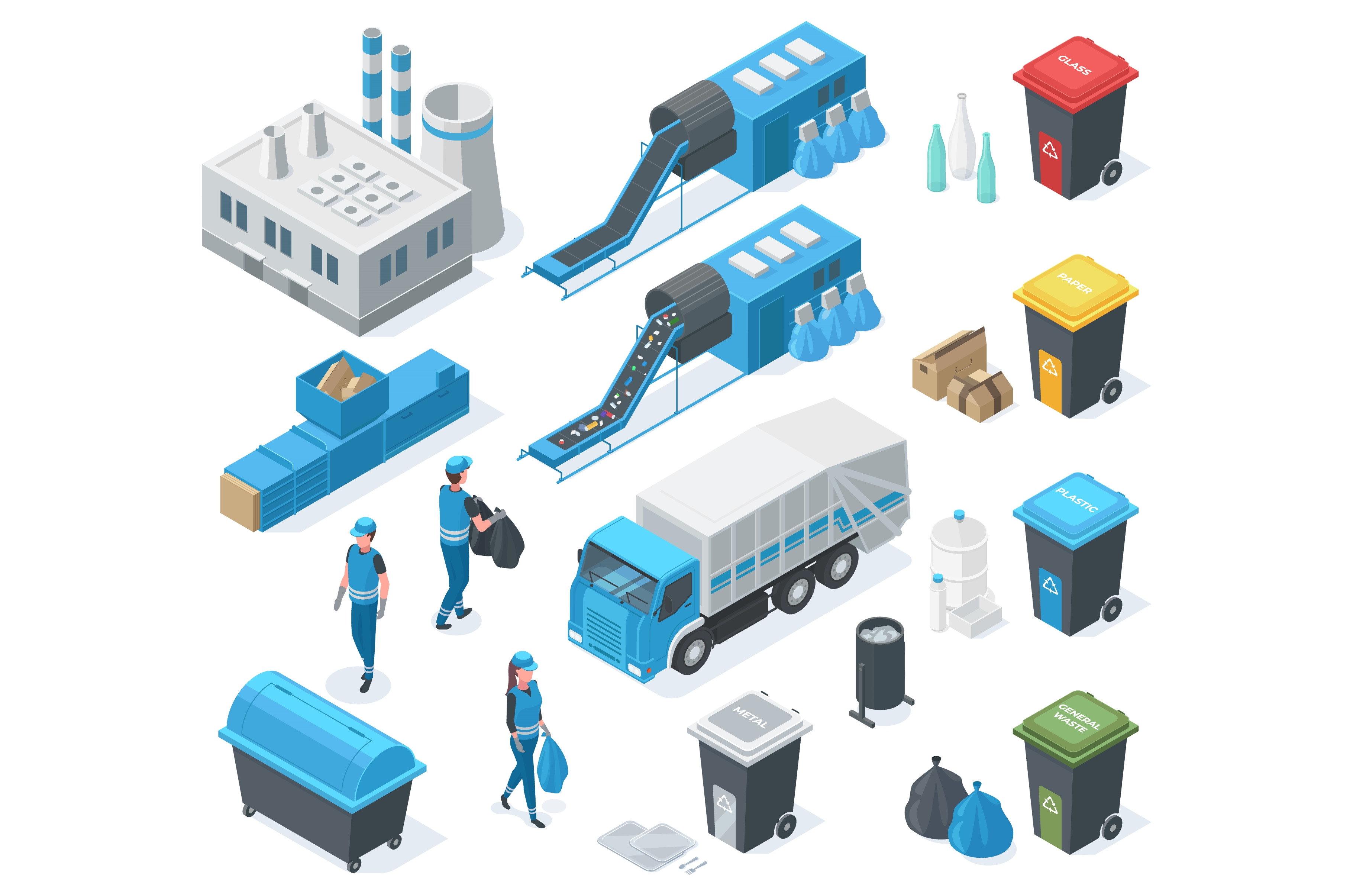 Isometric waste recycle, garbage | Graphics ~ Creative Market