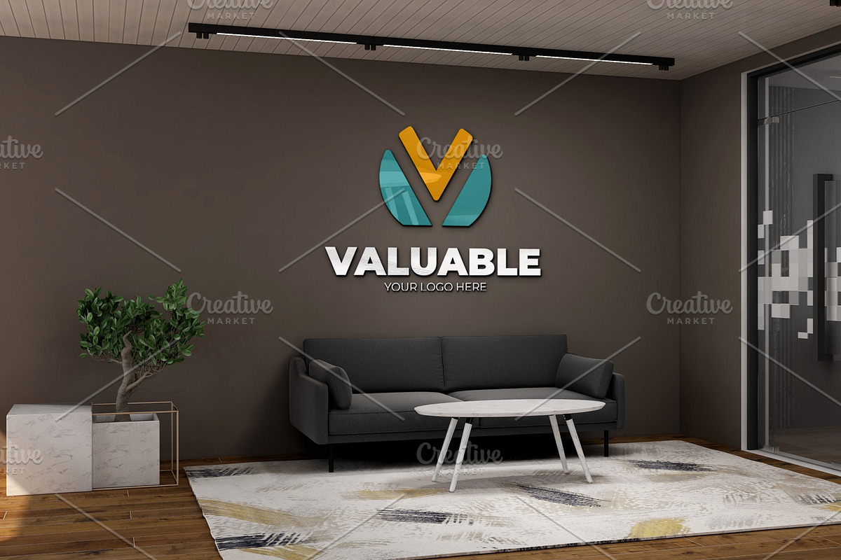 PSD Office Lounge Wall Mockup