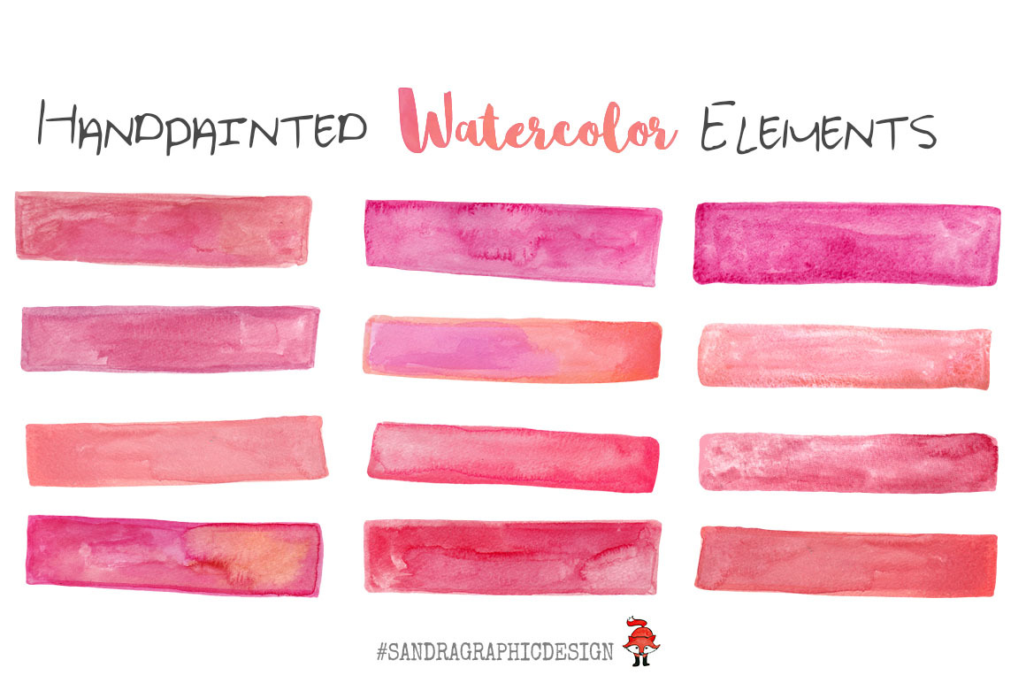 Watercolor elements clip art, an Illustration by SandraGraphicDesign