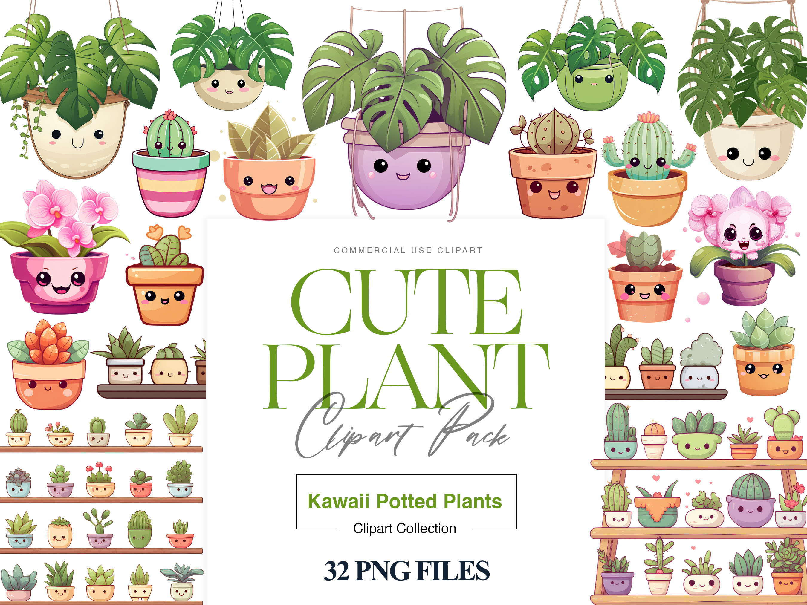 Cute Plant Clipart, House Plant, Cacti