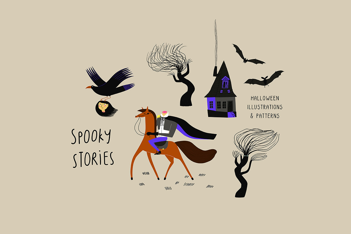 Halloween Spooky Stories, a Wallpaper Graphic by Annakniaz