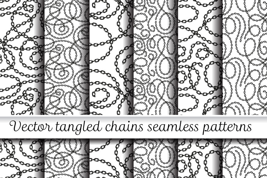 Vector tangled chains patterns set, a Pattern Graphic by Graphic Magic
