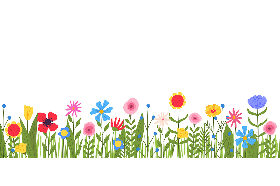 Cartoon Floral Border Spring. Vector, a Decorative Illustration by ...