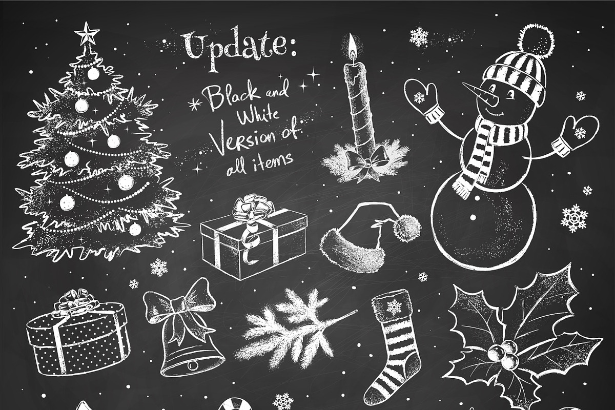 Christmas Chalk Sketches, an Object Graphic by Sonya Illustrations ...