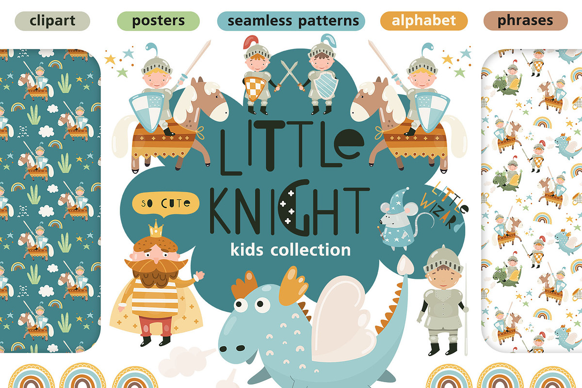 Little Knight Kids Bundle, a Decorative Illustration by Yuliya Rymkevich