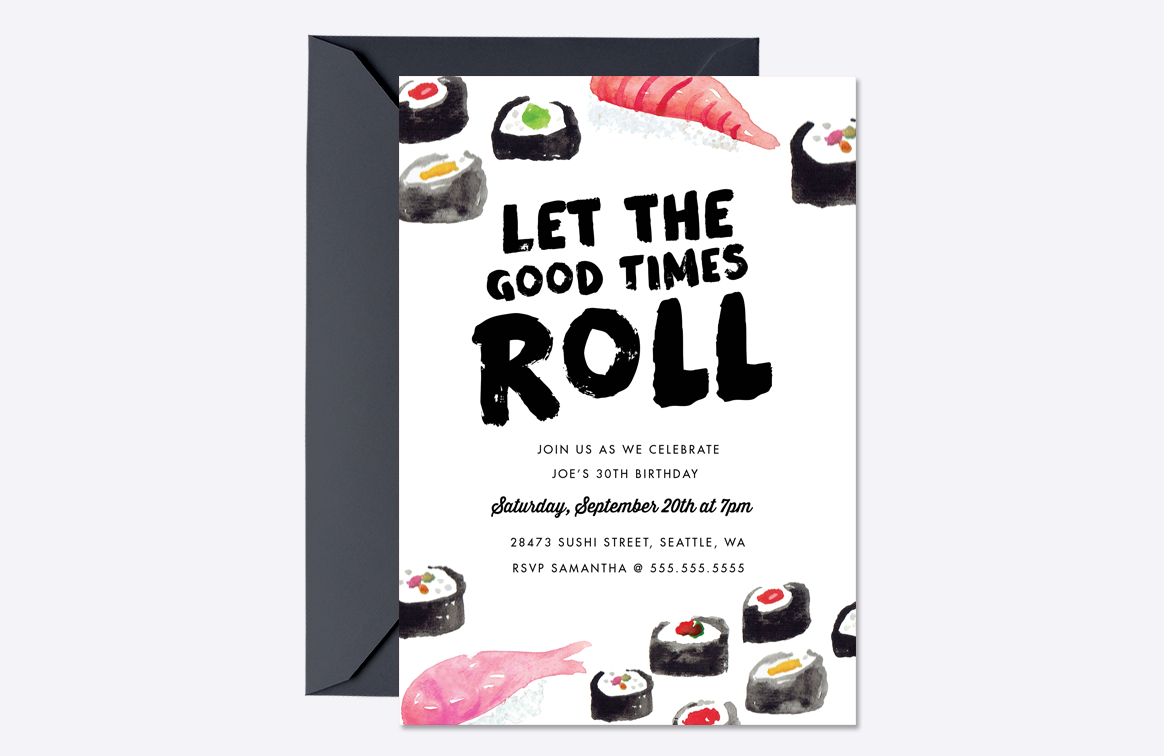 Sushi Birthday Invite Template, an Invitation Template by origamiprints