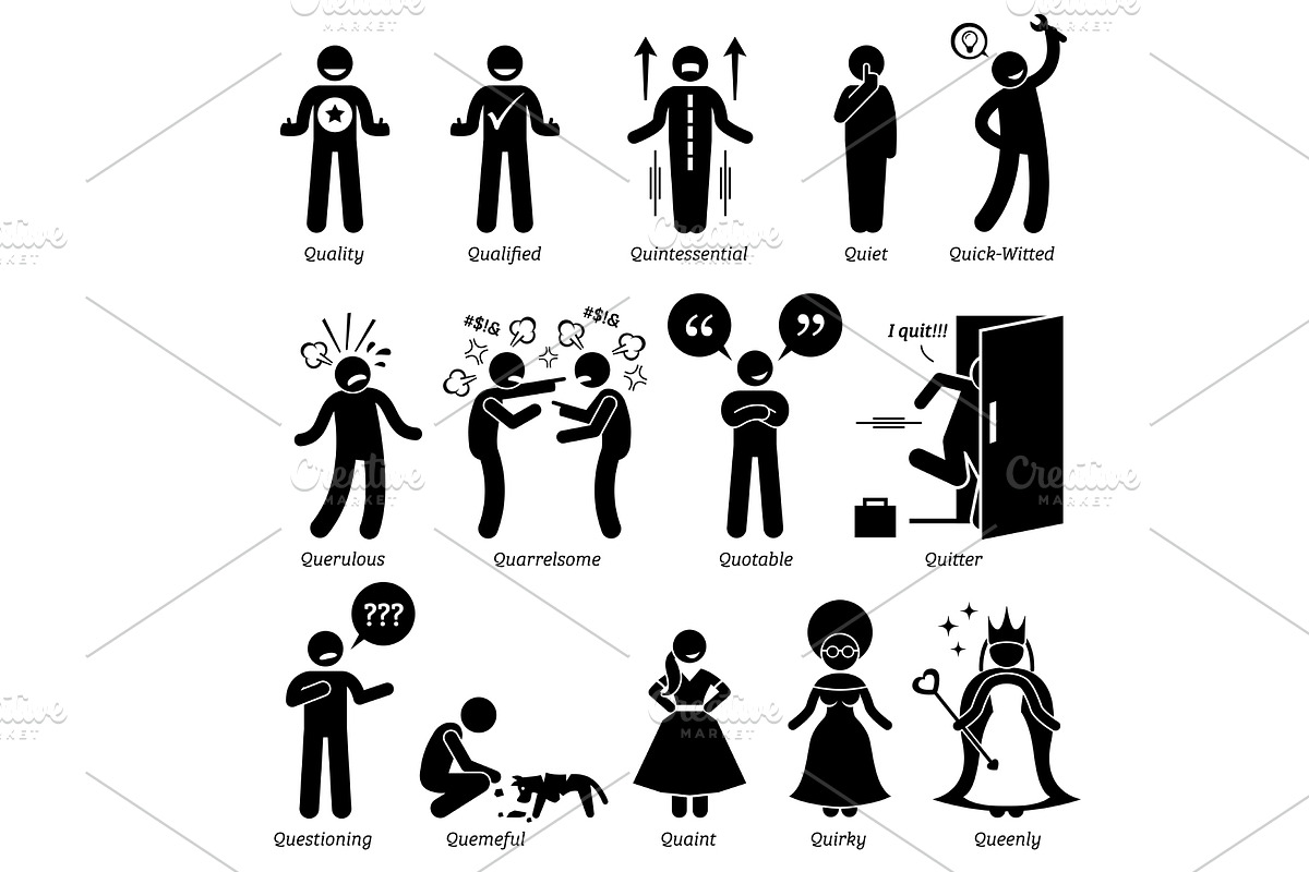 Positive Negative Neutral Traits Set, an Icon by Leremy Stick Figures ...