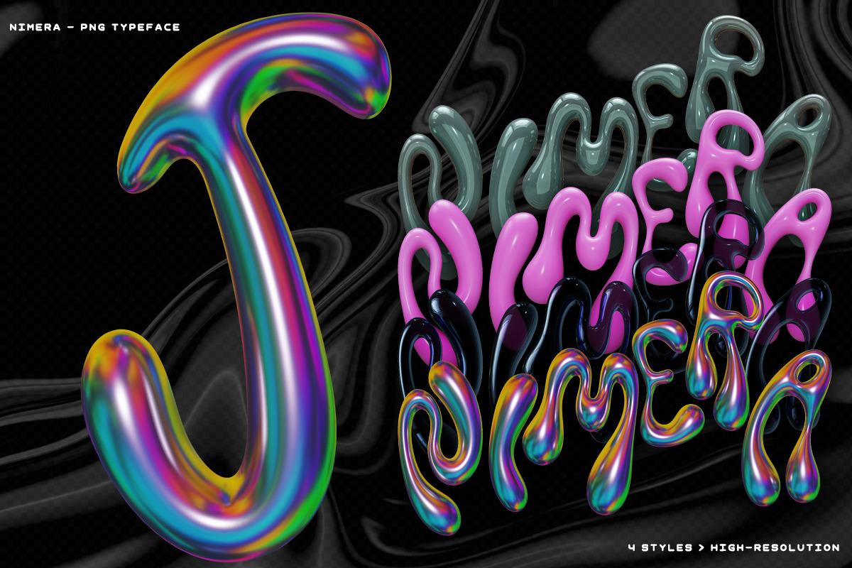 Nimera - Chrome, Holographic Letters, a Graphic by saintricchi