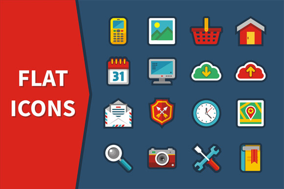 16 Flat Icons, an Icon by serkorkin