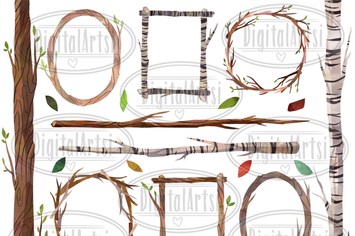 Watercolor Wooden Frames and Borders, an Illustration by DigitalArtsi