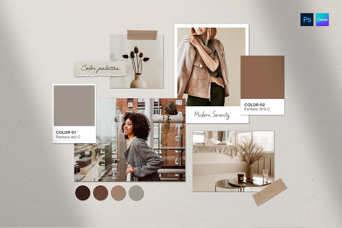 Photo Mood Board Collage Mockup, a Card Template by DesignerCandies