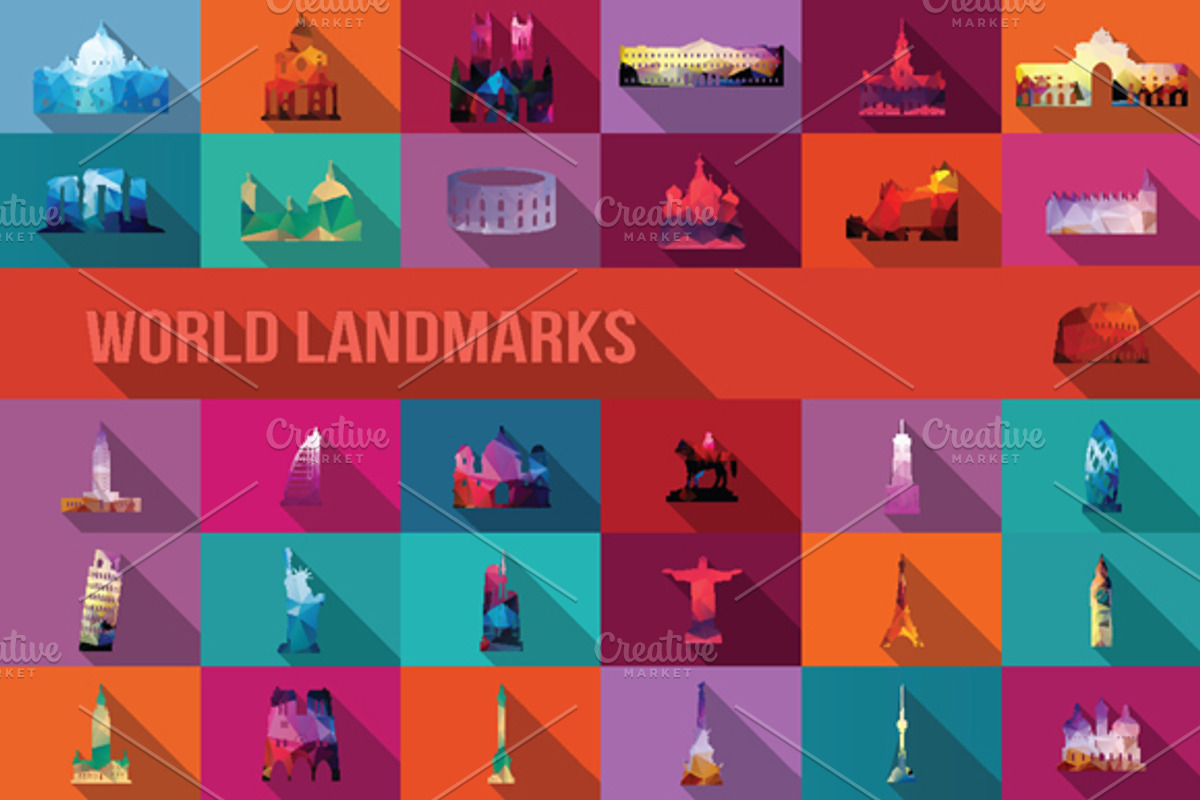 31 World Landmarks - Geometric, an Illustration by Blue Lela Design ...