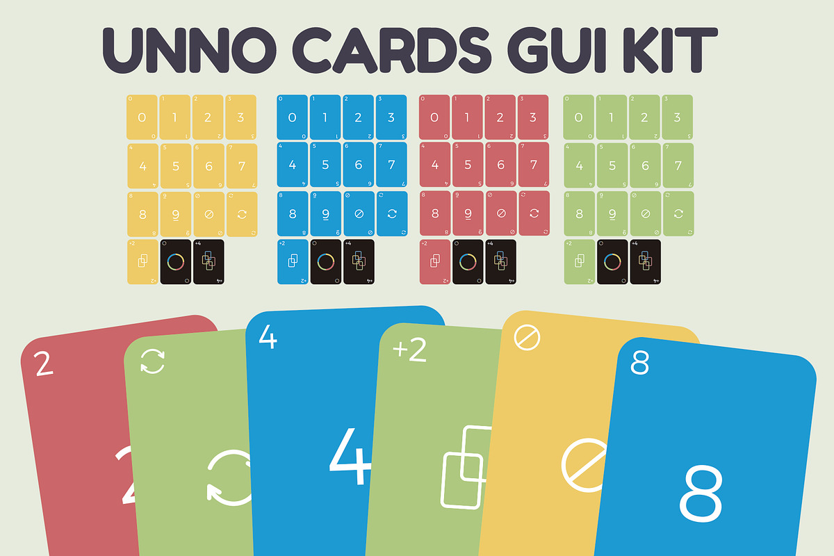 UNO Cards Game Gui Assets, an Illustration by DeLaGranSiete