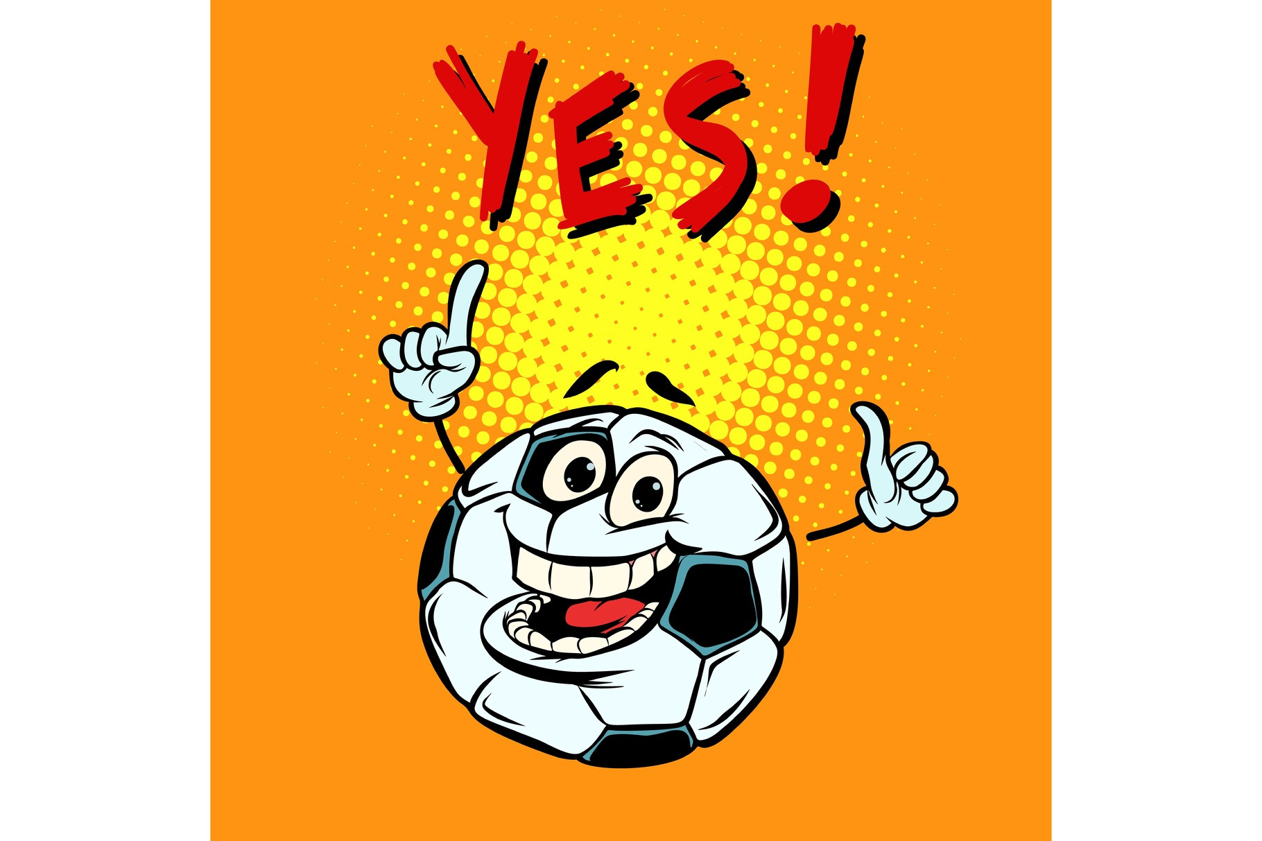 Yes happy fan. Football soccer ball. Funny character, an Object Graphic ...