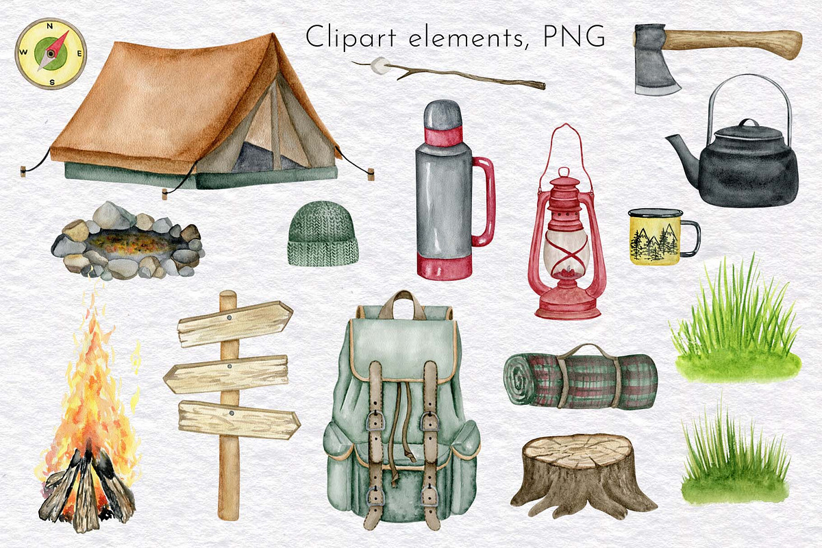 Camping Clipart Watercolor Collection | Creative Market