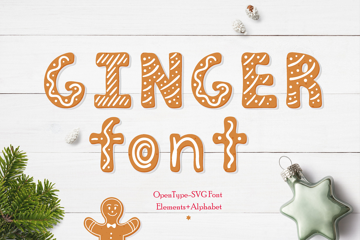 Gingerbread Christmas color SVG font, a Symbol Font by Alisovna