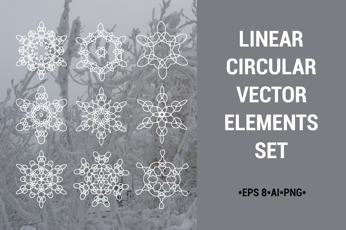 Linear circular vector elements set, an Object Graphic by Ederella
