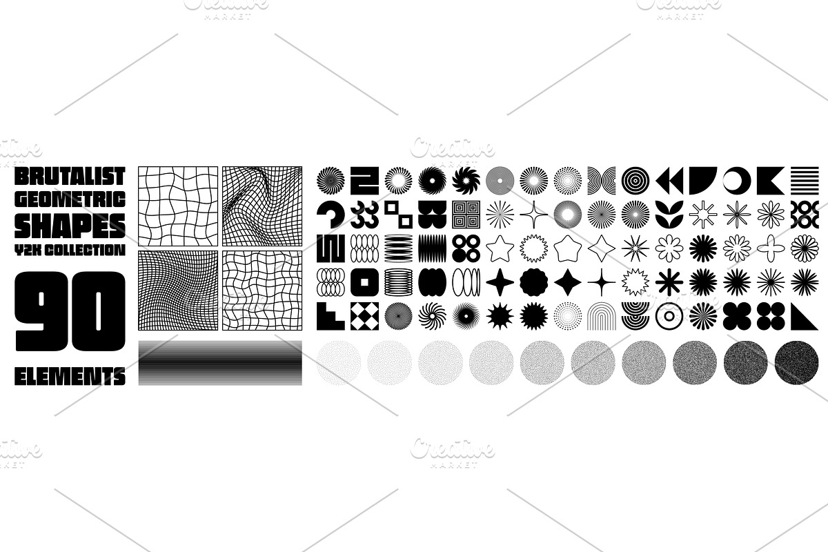 Brutalist geometric shapes, modern, an Illustration by 32pixels